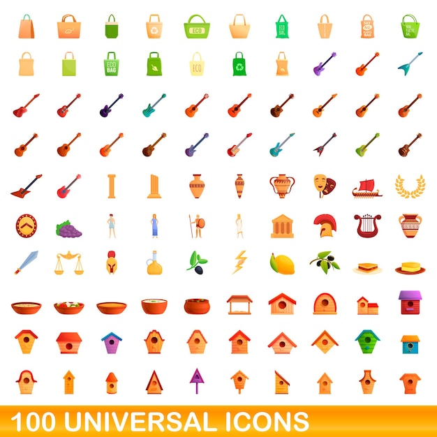Vibrant Collection of 100 Universal Icons for Diverse Applications ...