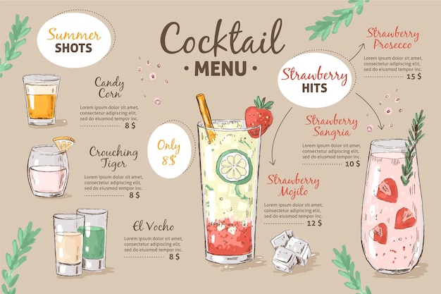Refreshing Cocktail Menu Showcasing Summer Drink Specials | Jiffy Designs