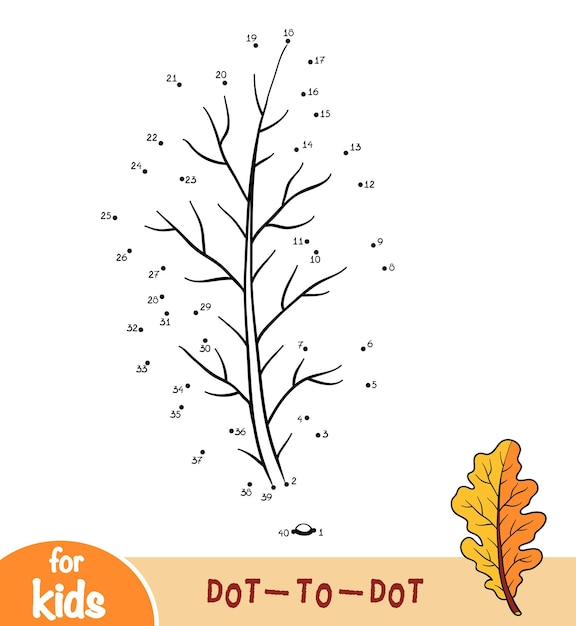 Dot-to-Dot Tree Branch with Autumn Leaf Illustration | Jiffy Designs
