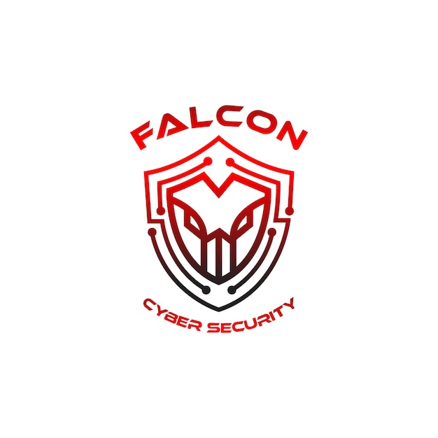 Powerful Falcon Cyber Security Symbol with Bold Red Design | Jiffy Designs