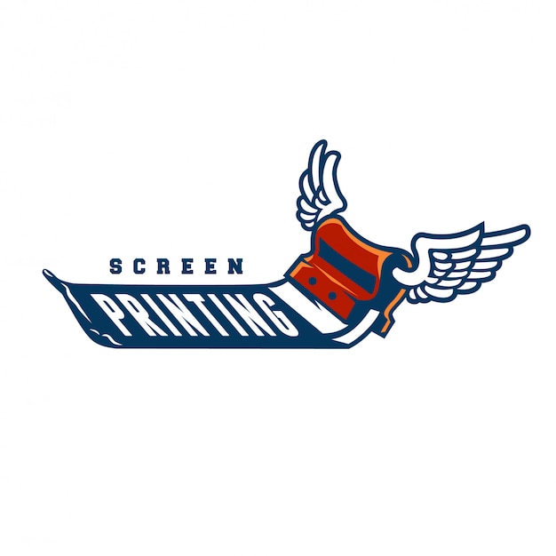 Winged Printing Press with Retro Screen Emblem | Jiffy Designs