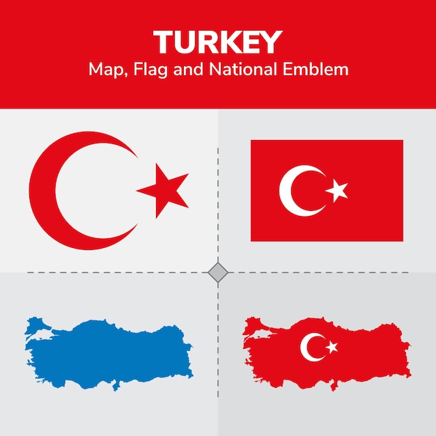 Vibrant Turkish Flag, Map, and National Symbols Illustration | Jiffy Designs