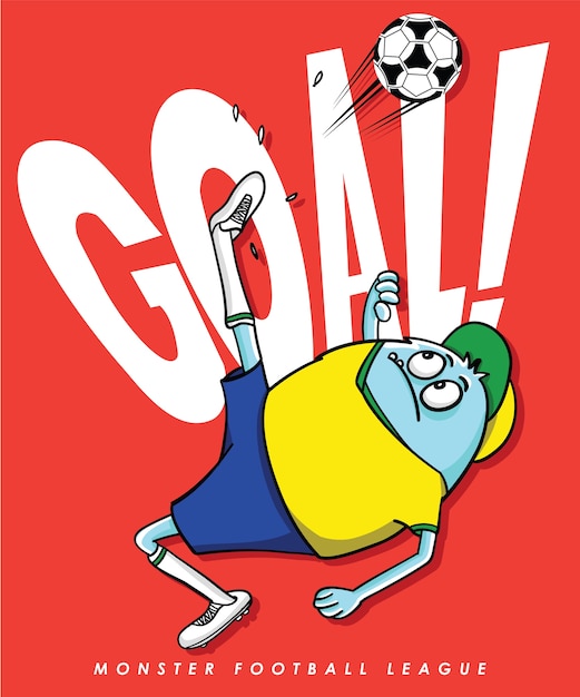 Vibrant Soccer Monster Artwork with 'Goal!' Text | Jiffy Designs