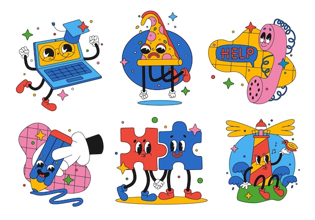 Whimsical Cartoon Characters in a Vibrant Playful Illustration | Jiffy ...