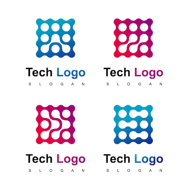 Geometric Tech Logo Designs with Polka Dot Patterns | Jiffy Designs
