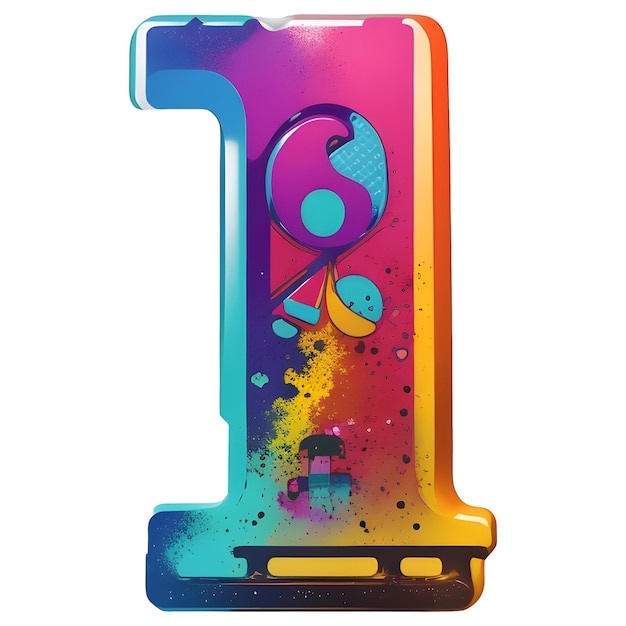 Vibrant Artistic Number 16 with Playful Symbols | Jiffy Designs