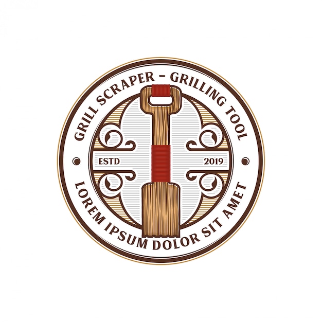 Vintage Grill Scraper Emblem with Ornate Design | Jiffy Designs