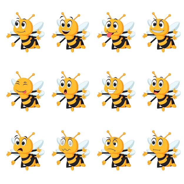 Cheerful Bee Collection: Vibrant Hive of Playful Cartoon Characters ...