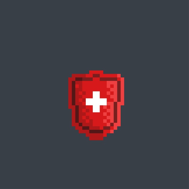 Vibrant Pixel Red Cross Shield Icon | Jiffy Designs