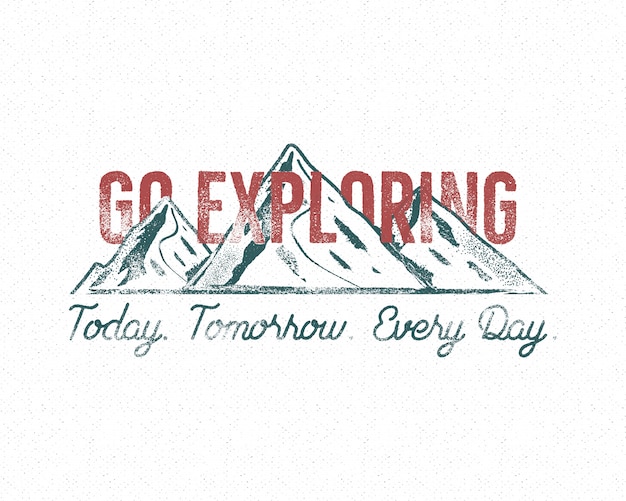 Vintage Outdoor Adventure Slogan with Rugged Mountain Peaks | Jiffy Designs