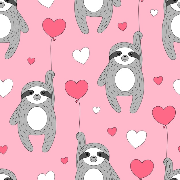 Adorable Sloth Hearts and Balloons Pattern | Jiffy Designs