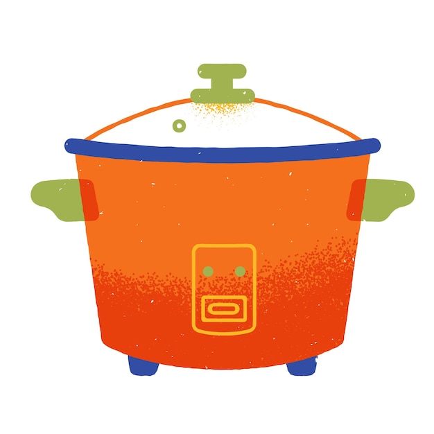 Vibrant Orange Cooking Pot with Retro Dial Controls | Jiffy Designs