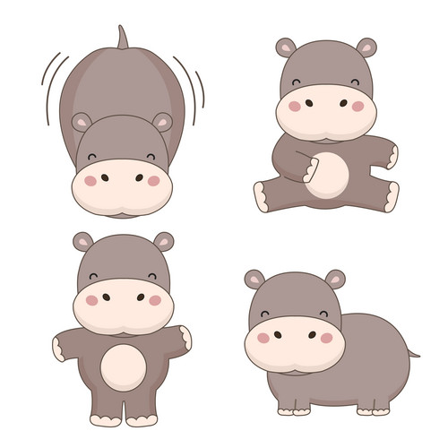 Little Hippopotamus Cartoon. Vector Illustration | Jiffy Designs
