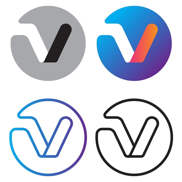 Vibrant and Minimalist V-Shaped Symbols in Circular Designs | Jiffy Designs