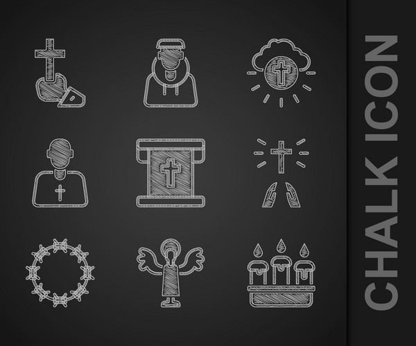 Set Flag With Christian Cross Angel Burning Candle In Candlestick Hands ...