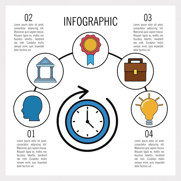 Infographic Illustration Depicting Process Steps with Icons and Text ...