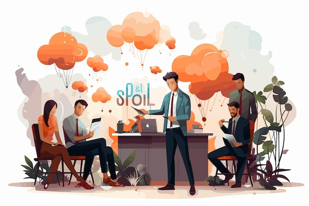 Vibrant Workplace Collaboration: Professionals Brainstorming Ideas ...