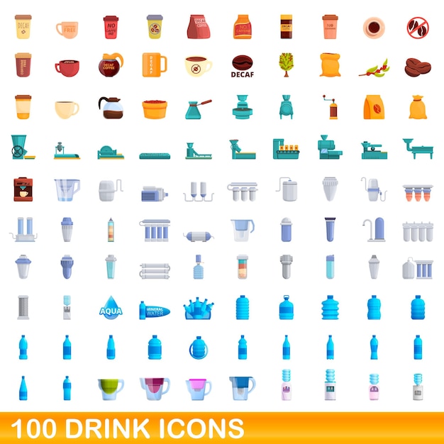 Vibrant Collection of 100 Diverse Drink Icons | Jiffy Designs