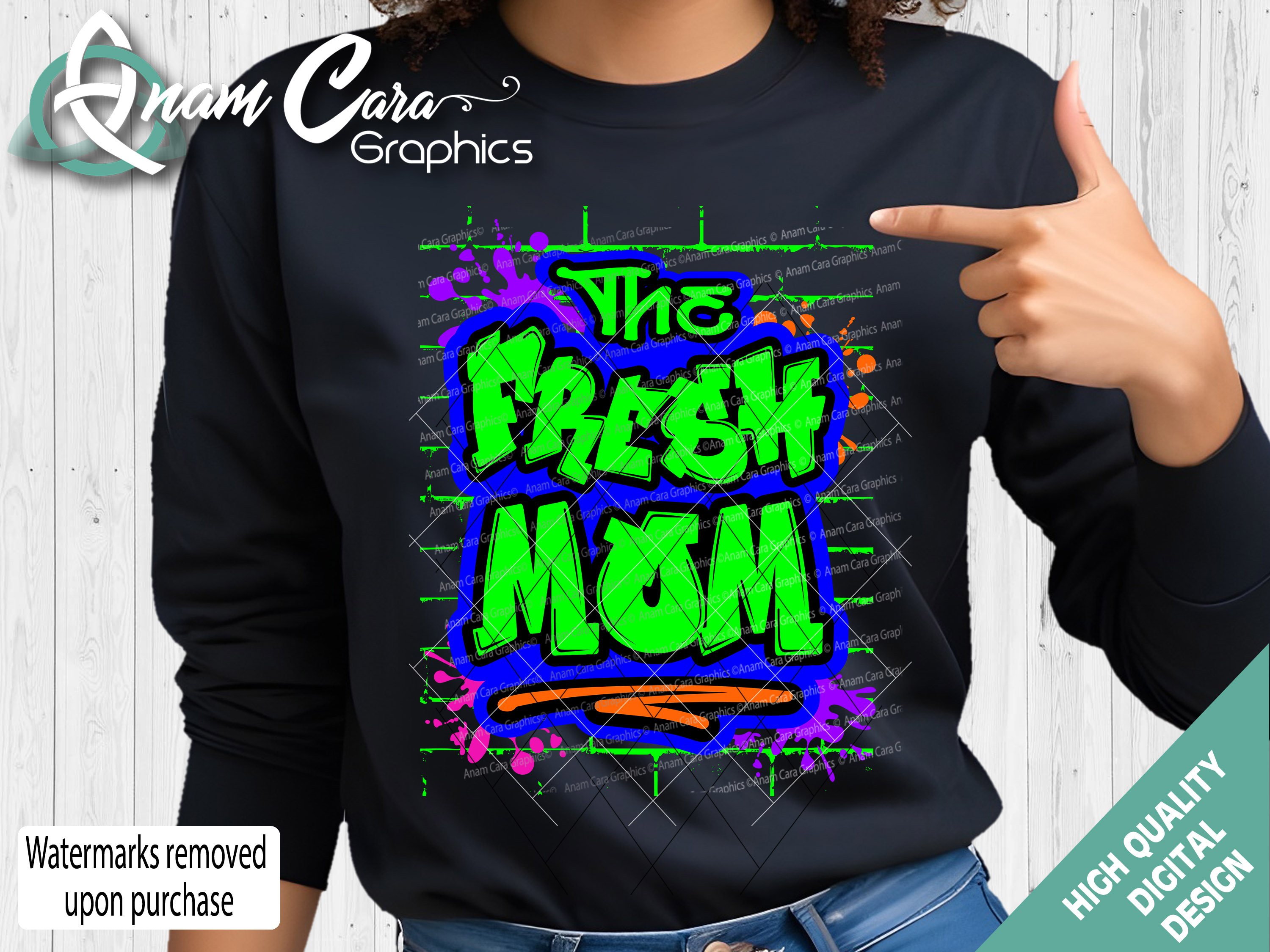 'The Fresh Mom' Vibrant Graffiti-Style Text with Splattered Paint ...