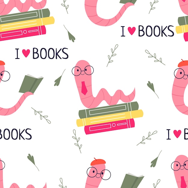 Charming Bookworm Pattern with Playful Illustrations | Jiffy Designs