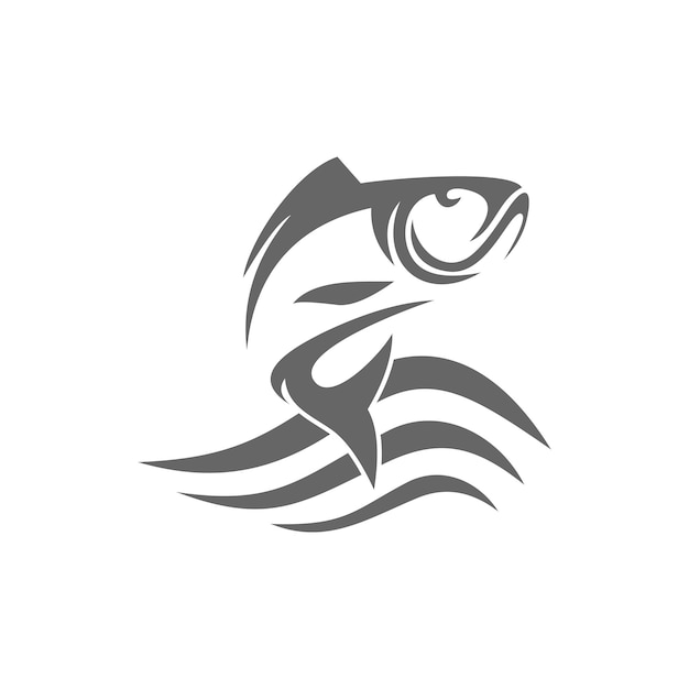 Stylized Leaping Fish - Sleek Aquatic Emblem | Jiffy Designs