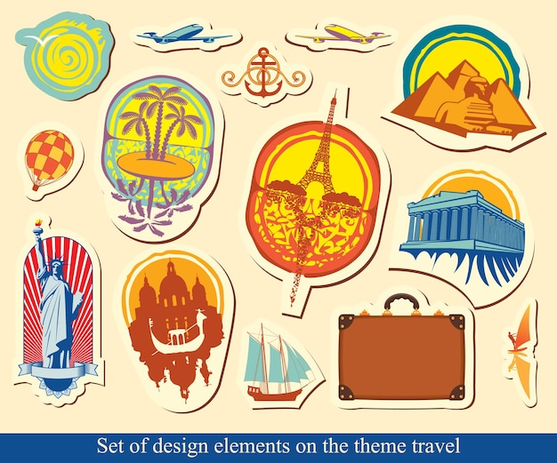 Vibrant Travel Symbols and Landmarks in Retro Style Collection | Jiffy ...