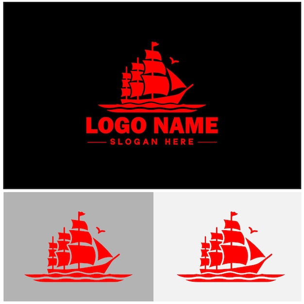 Striking Red Sailing Ship Logo Collection for Nautical Branding | Jiffy ...
