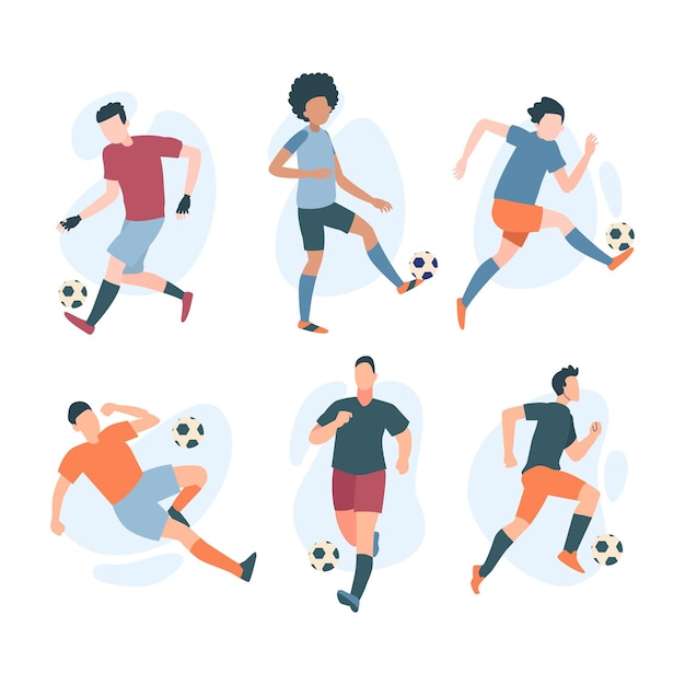 Diverse Collection of Stylized Soccer Player Illustrations | Jiffy Designs