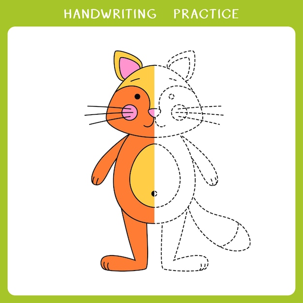 Adorable Cat Handwriting Practice Illustration | Jiffy Designs