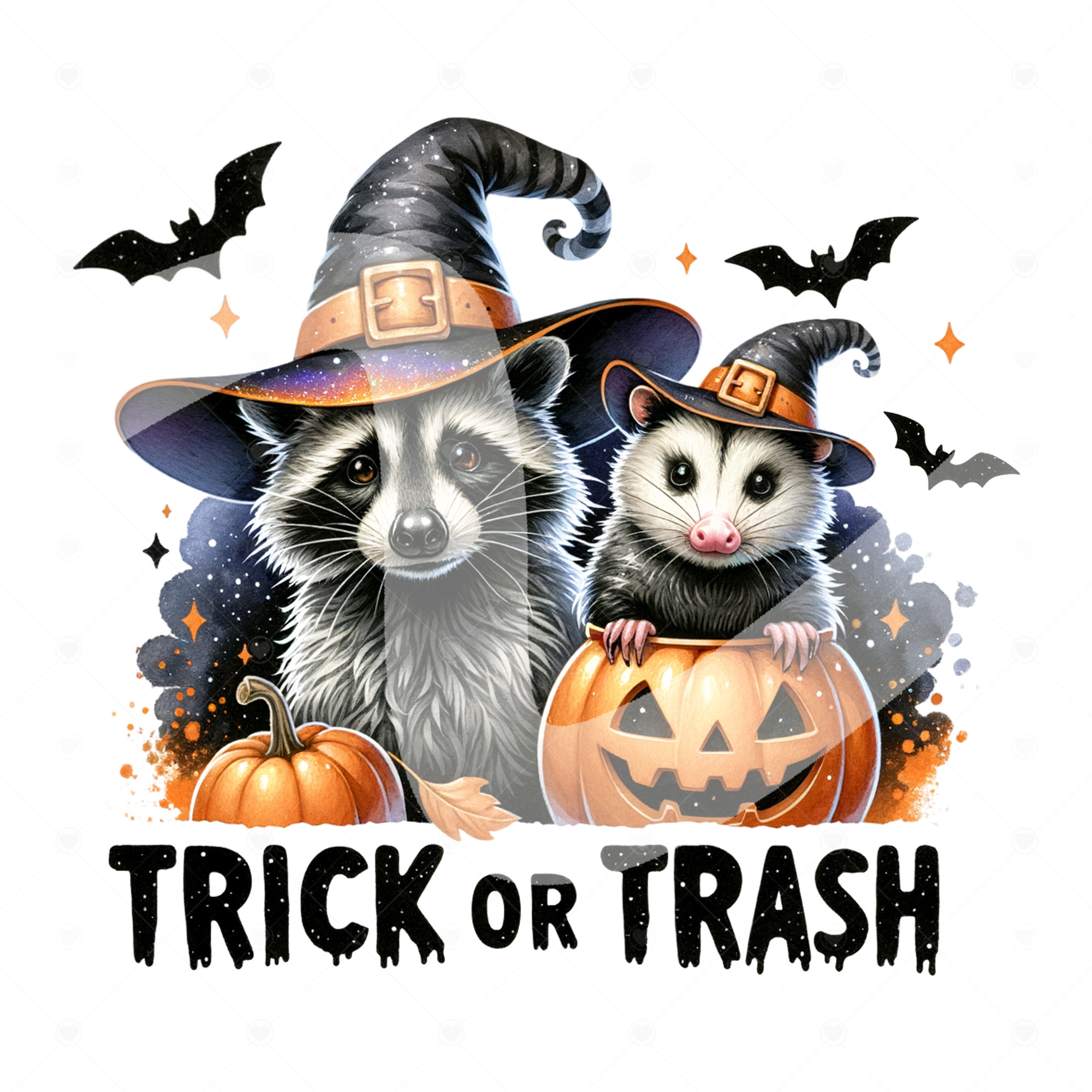 'Trick or Trash' Featuring Whimsical Halloween Critters in Witch Hats ...