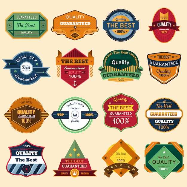 Vibrant Vintage-Inspired Badges Celebrating Quality and Excellence ...
