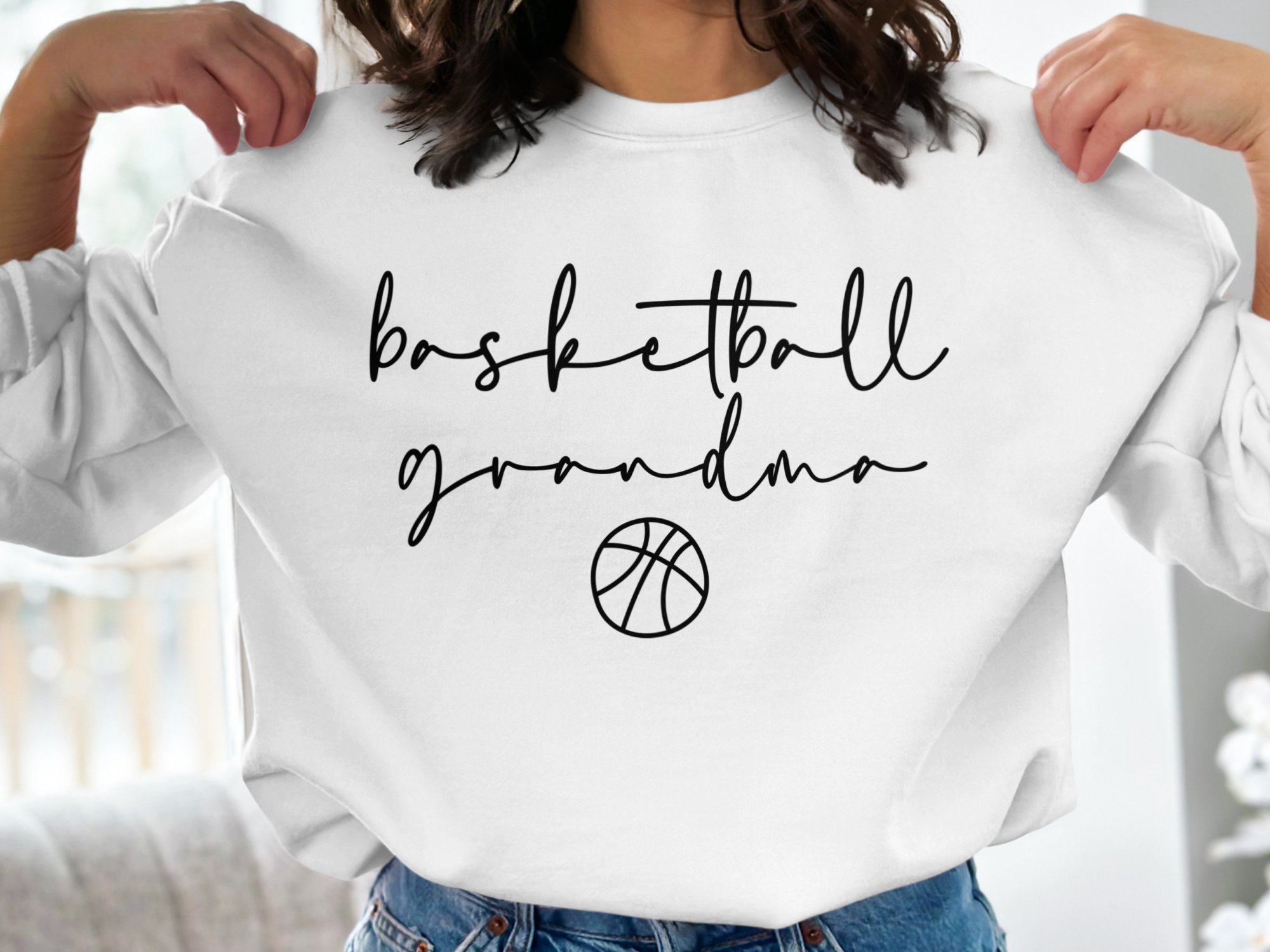 'Basketball Grandma' Elegant Cursive Script with Minimalist Ball Icon ...