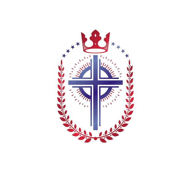 Regal Christian Cross with Laurel Wreath and Crown Symbol | Jiffy Designs