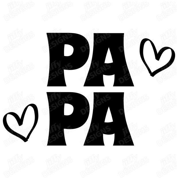 'Papa' Bold Black Typography with Playful Heart Accents | Jiffy Designs