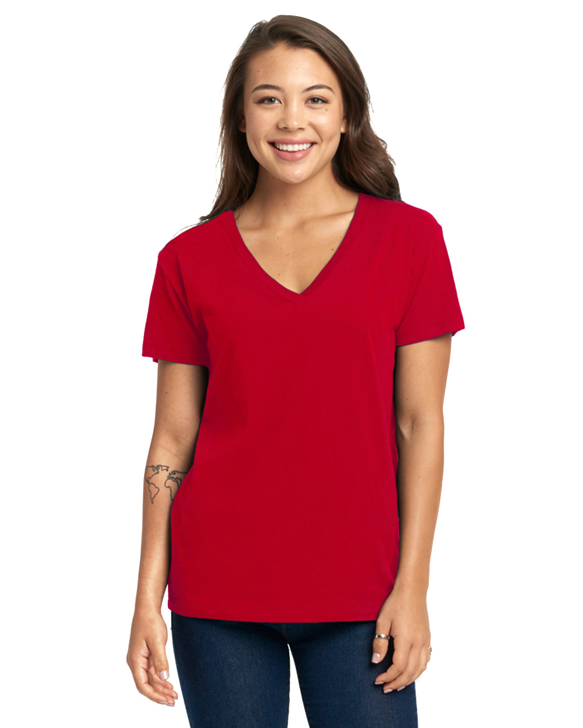 Next Level Women's Relaxed V Neck T Shirt 3940 Red | Jiffy