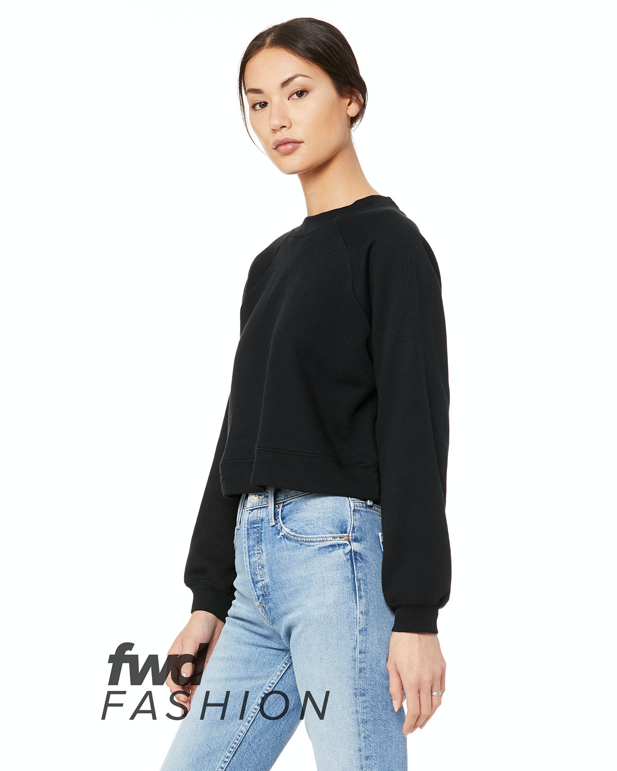 Bella Canvas Women's Raglan Pullover Fleece 7505 Bc Black | Jiffy