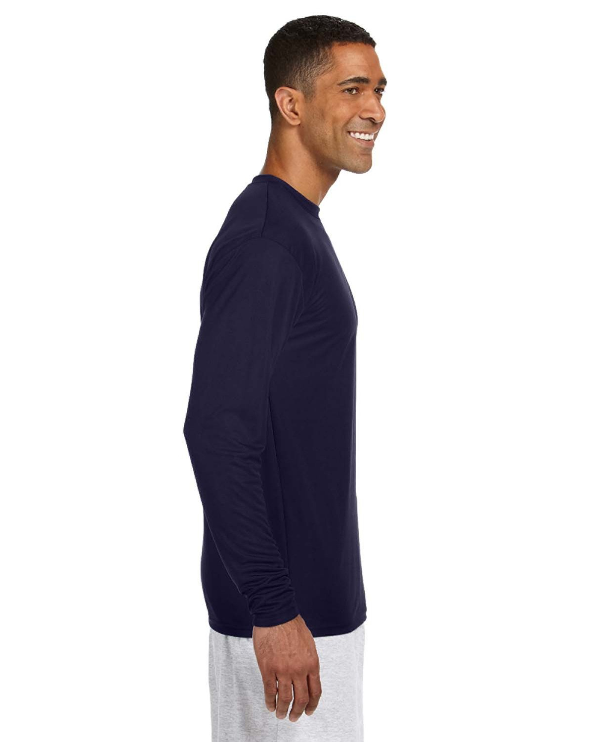 A4 Men's Cooling Performance Long Sleeve T Shirt N3165 Navy | Jiffy