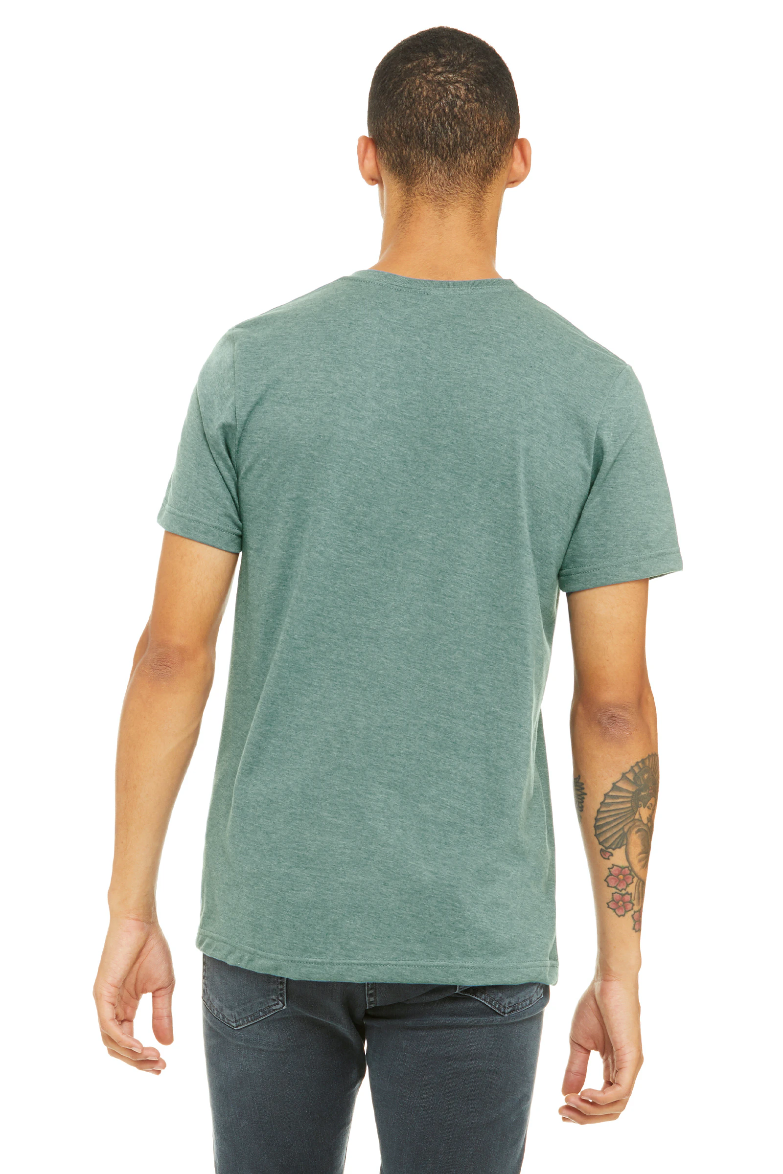 Custom T-Shirts Heather Dusty Blue - Bella + Canvas 3001CVC | Jiffy ...